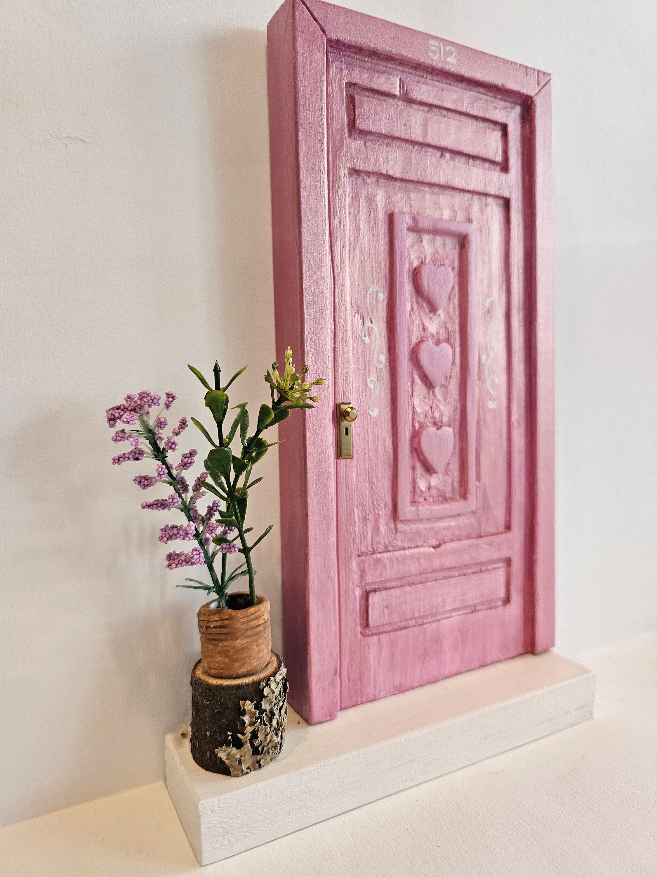 Small Door, Miniature Door, Fairy Door, Carved Door, Pink Door, Fairy ...