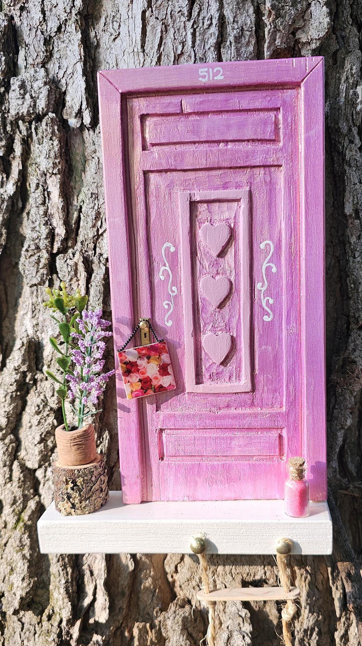 Small Door, Miniature Door, Fairy Door, Carved Door, Pink Door, Fairy ...