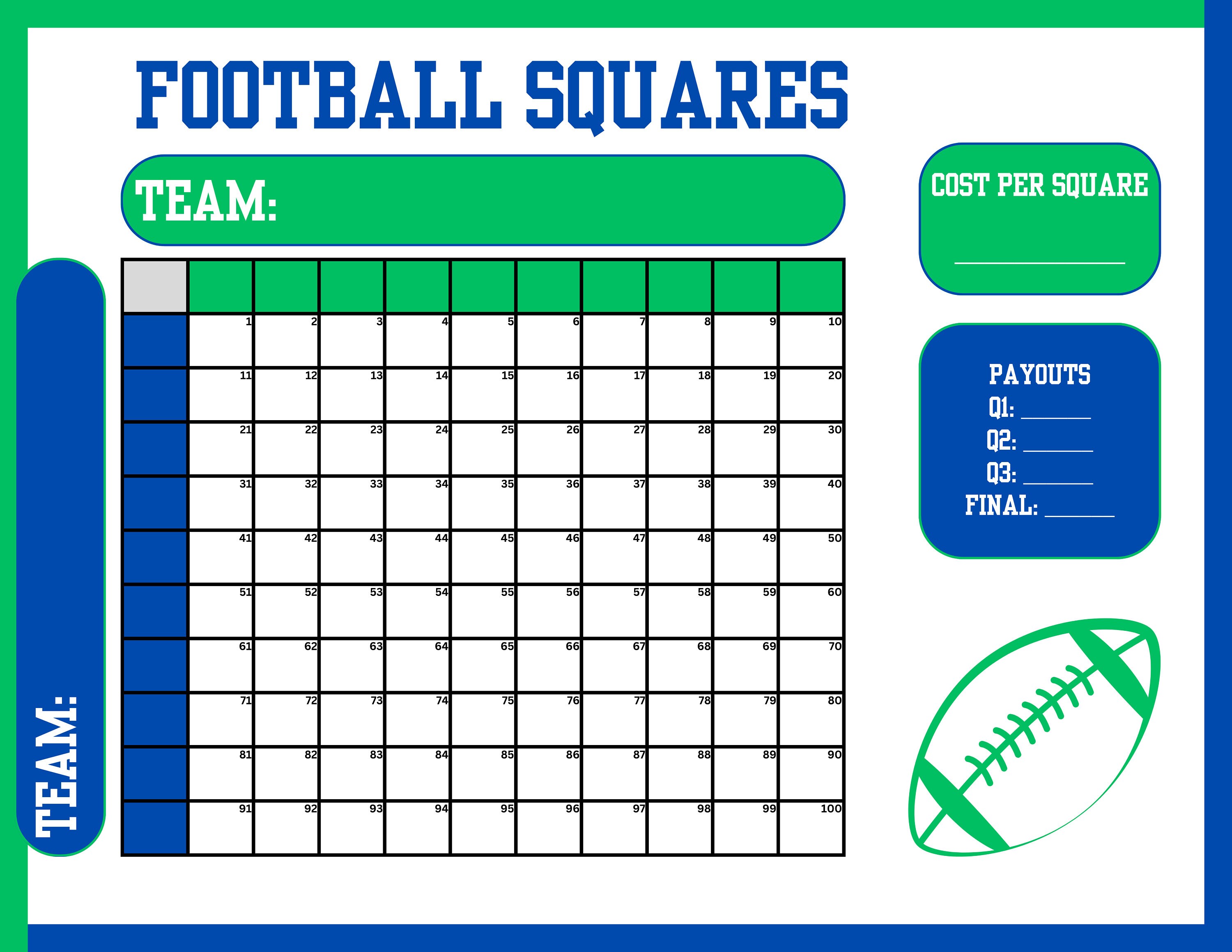 Ultimate Football Squares Game Sheet (numbered!) - Editable & Printable ... Ultimate Football Squares Game Sheet (numbered!) - Editable & Printable ...