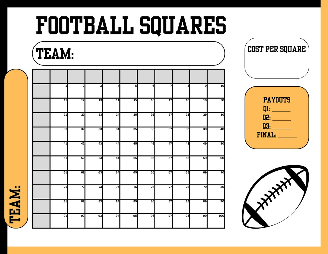 Ultimate Football Squares Game Sheet (numbered!) - Editable & Printable ...