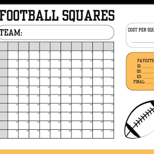 Ultimate Football Squares Game Sheet (numbered!) - Editable & Printable ...