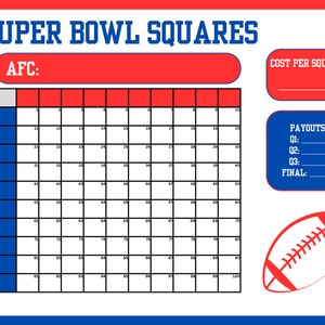 Ultimate Super Bowl Squares Game Sheet numbered Editable & Printable ...