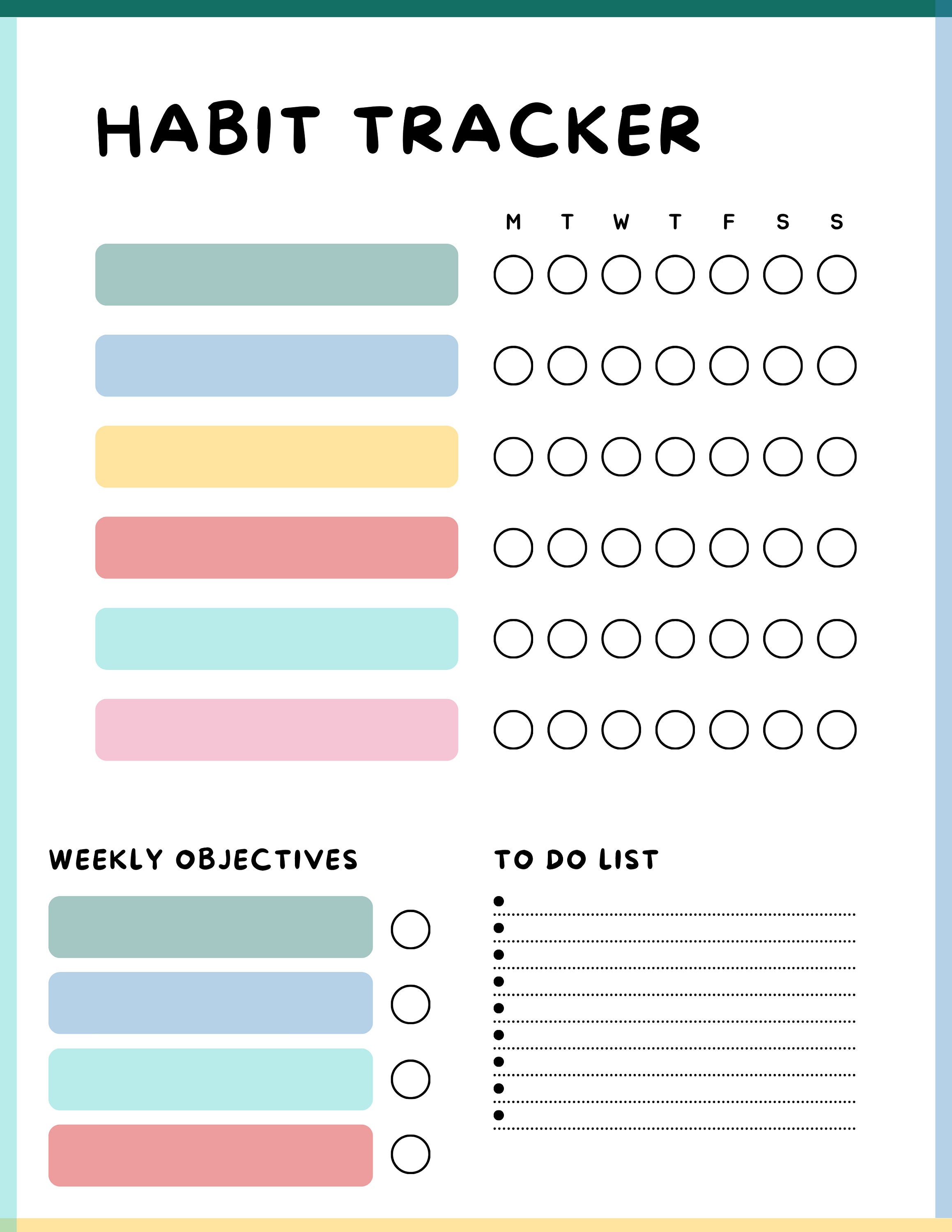 Digital Download: Weekly Habit Tracker Journal - 6 Daily & 4 Weekly ...