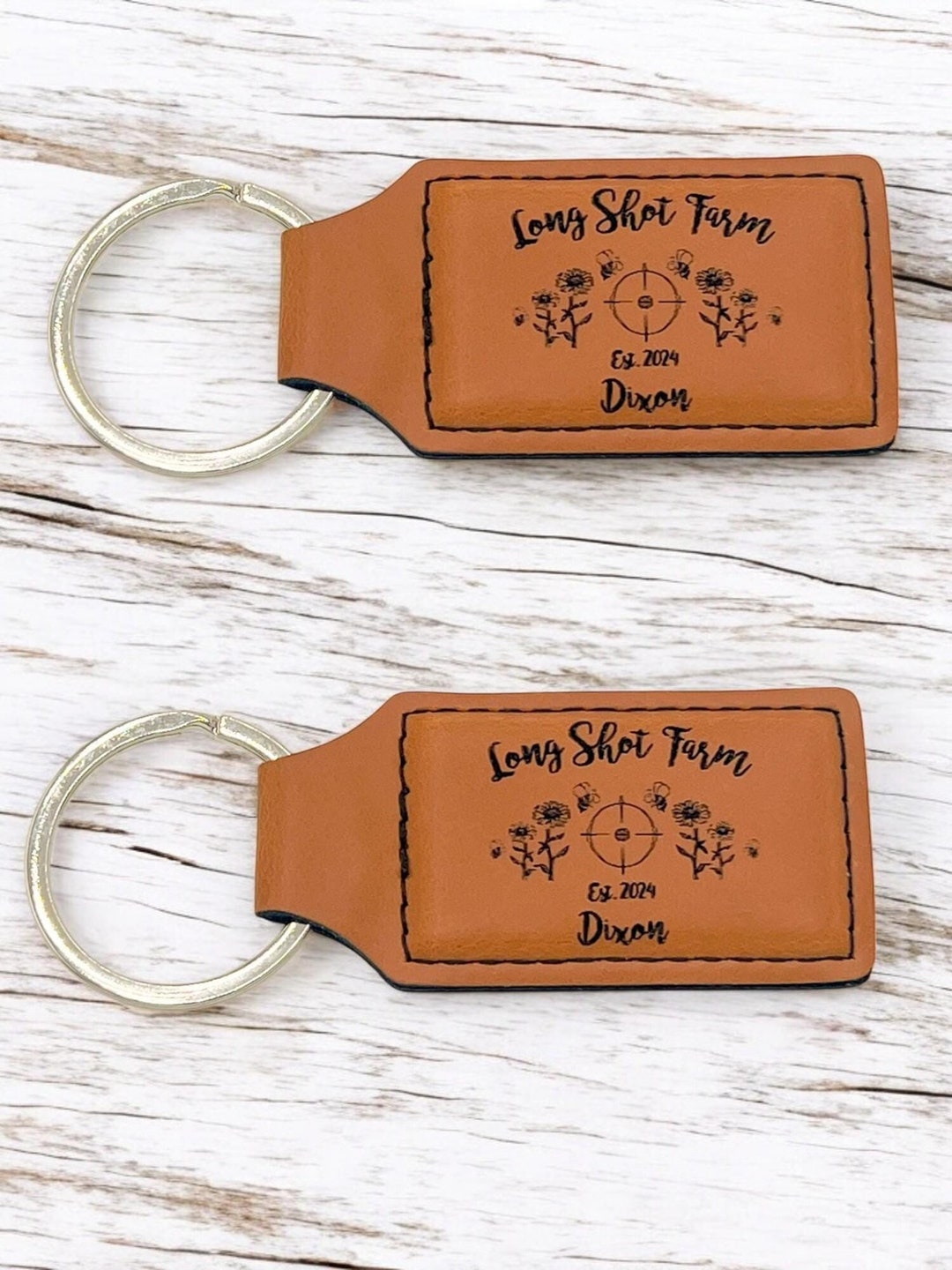 Custom Engraved Leather Keychain: Personalized Logo Key Ring - Etsy