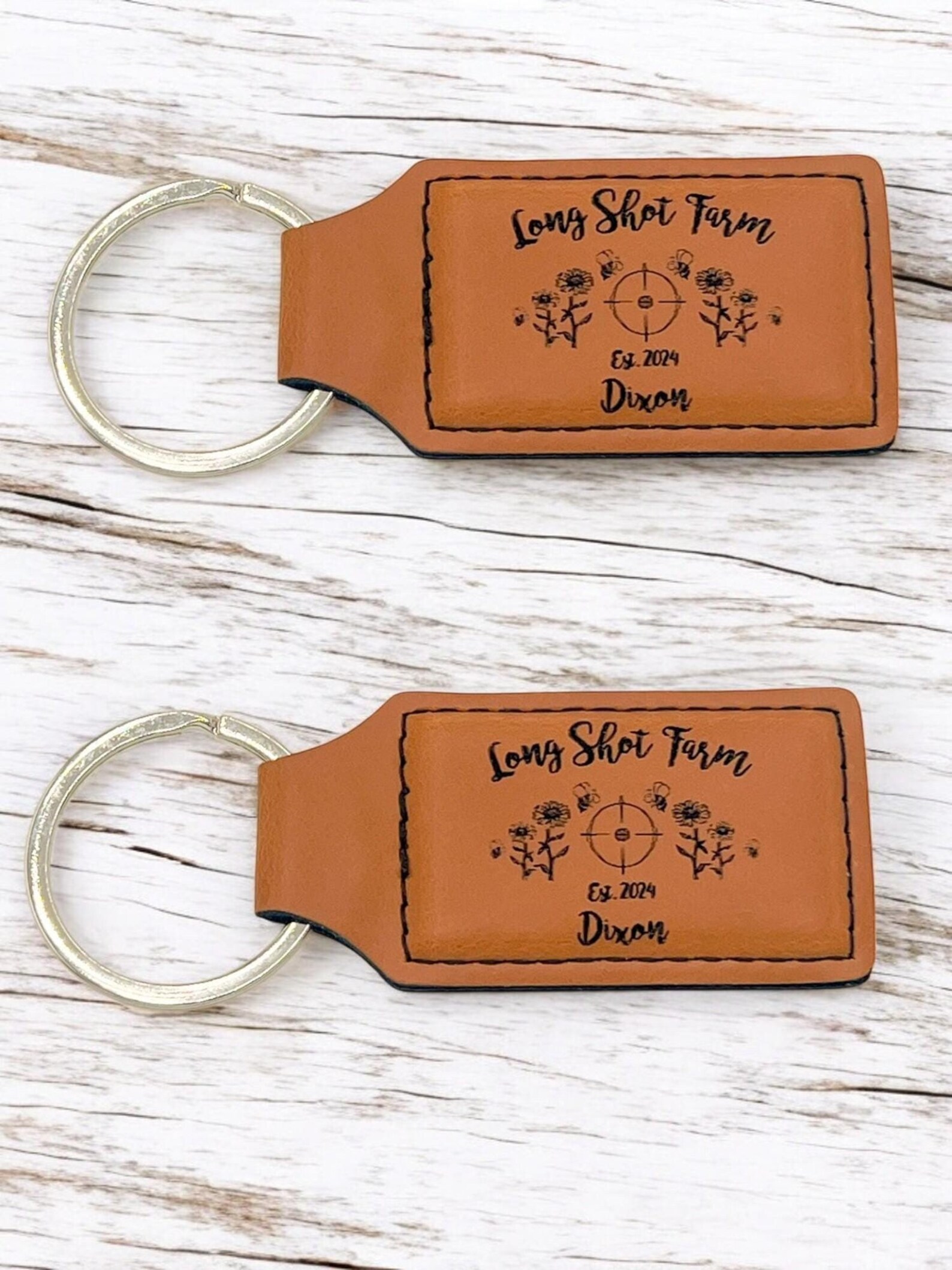 Custom Engraved Leather Keychain: Personalized Logo Key Ring - Etsy