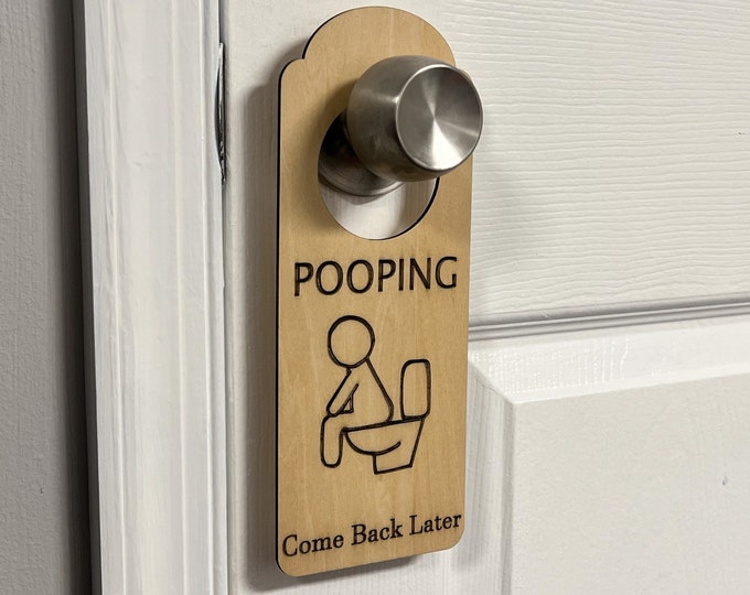 Pooping Door Tag, Pooping Come Back Later Do Not Disturb Door Hanger ...