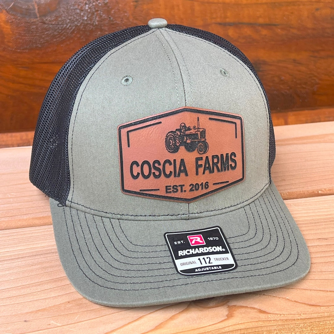 Custom Leather Patch Farm Hat, Farmers Gift,custom Leather Patch Hat ...