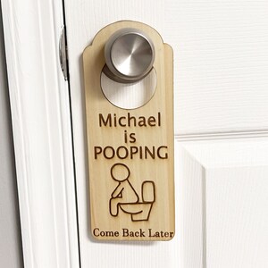 Personalized Pooping Door Hanger: Funny Gag Gift, Come Back Later - Etsy