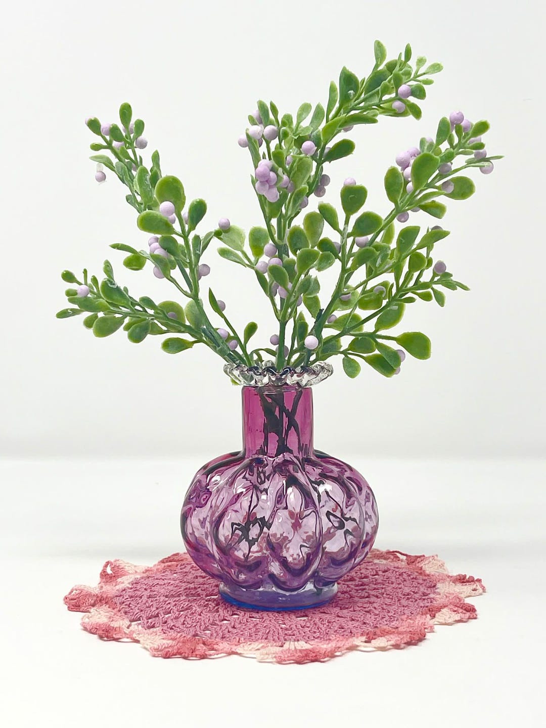 Vintage Amethyst Art Glass Bud Vase With Ruffled Rim | Sculptural ...
