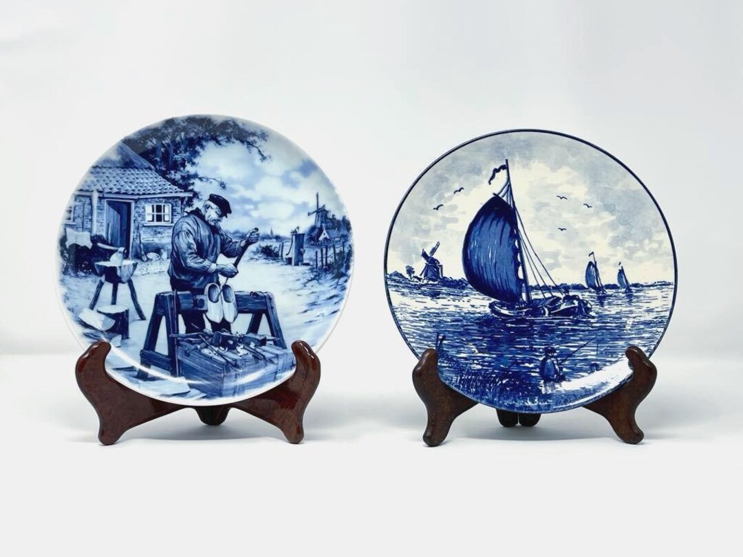 Hand Painted Delft Blue Collectible Plates From Holland | Nautical ...