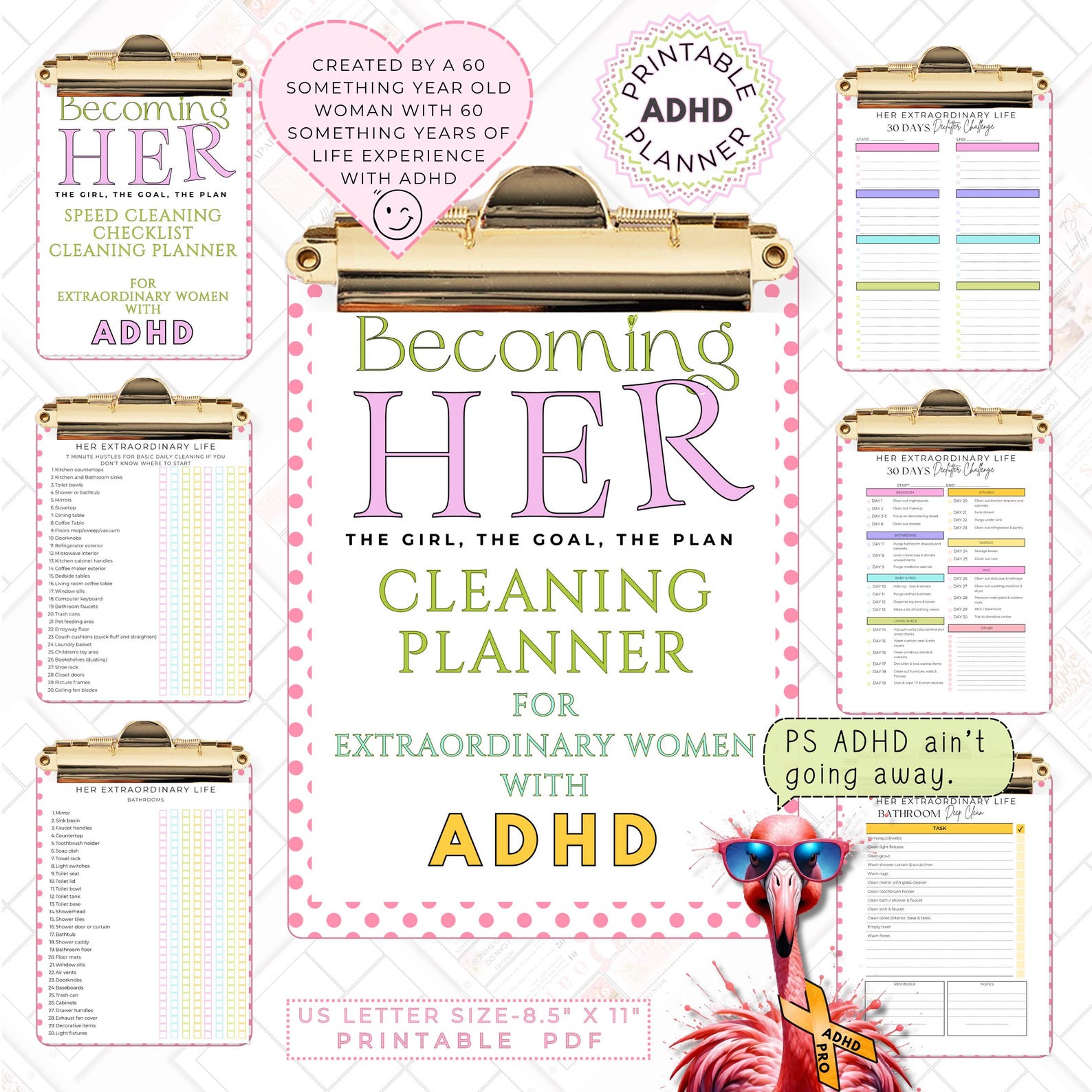 ADHD Cleaning Planner Printable Speed Cleaning Checklist Instant ...