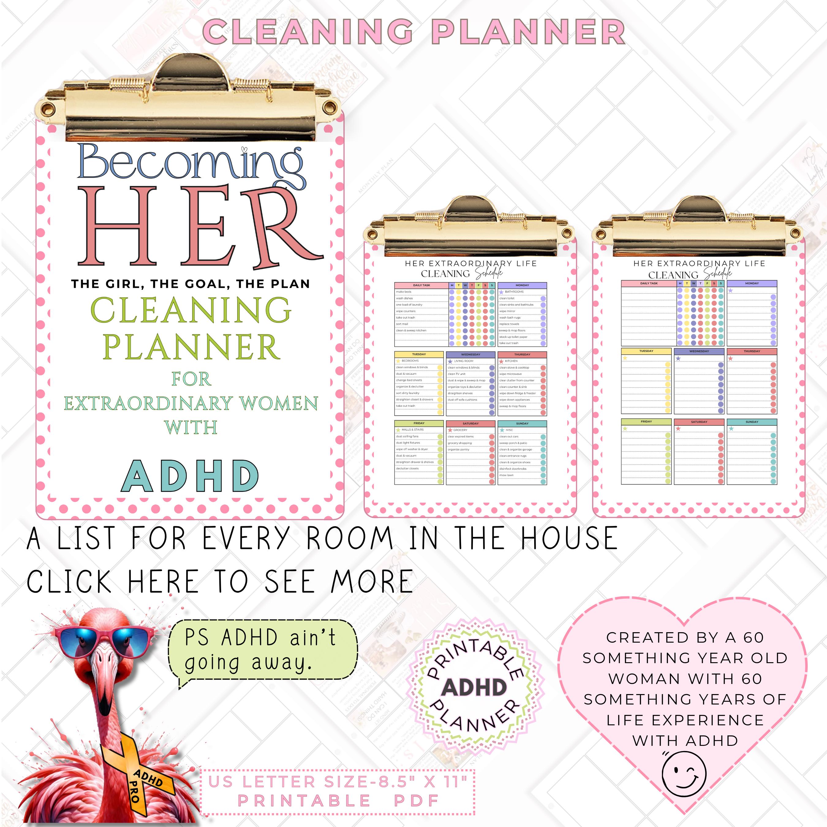 ADHD Cleaning Planner Printable Speed Cleaning Checklist Instant ...