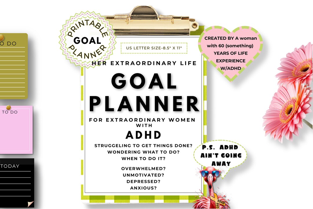 ADHD Goal Planner Printable for Goal Setting, Smart Goals Undated ...