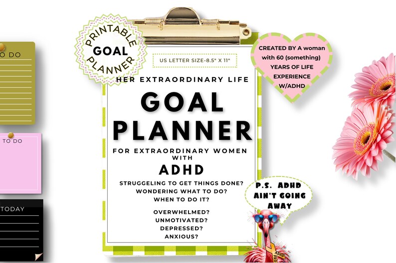 ADHD Goal Planner Printable for Goal Setting, Smart Goals Undated ...