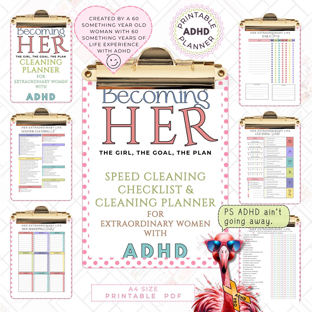 ADHD Cleaning Planner Printable Speed Cleaning Checklist Instant ...