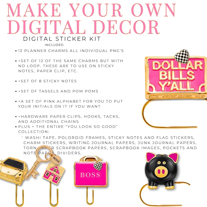 Stickers, Digital Vision Board AND Charms, PDF Download, Pictures ...