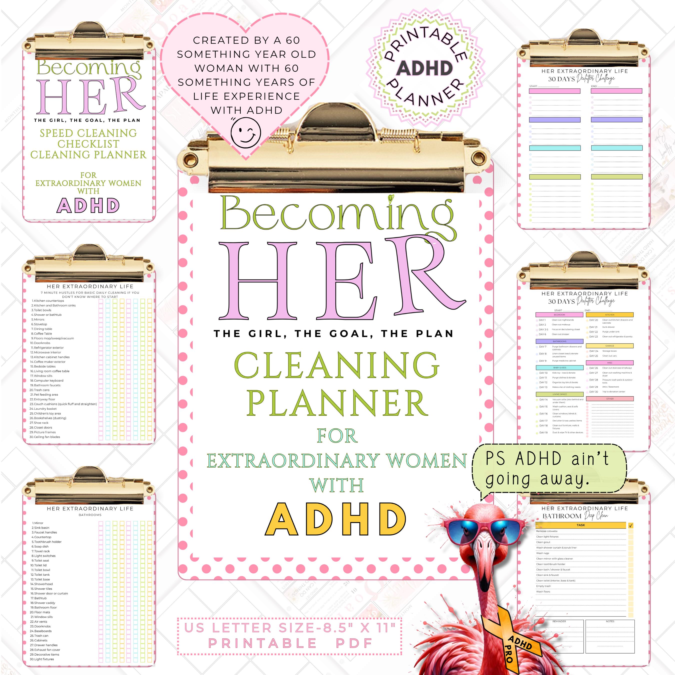 ADHD Cleaning Planner Printable Speed Cleaning Checklist Instant ...