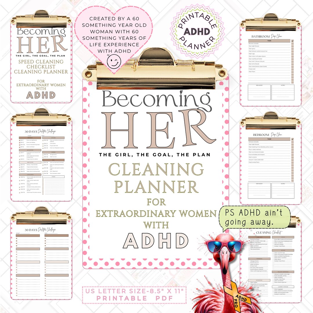 ADHD Cleaning Schedule Planner Printable Speed Cleaning to Do List ...