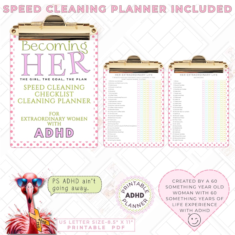 ADHD Cleaning Planner Printable Speed Cleaning Checklist Instant ...