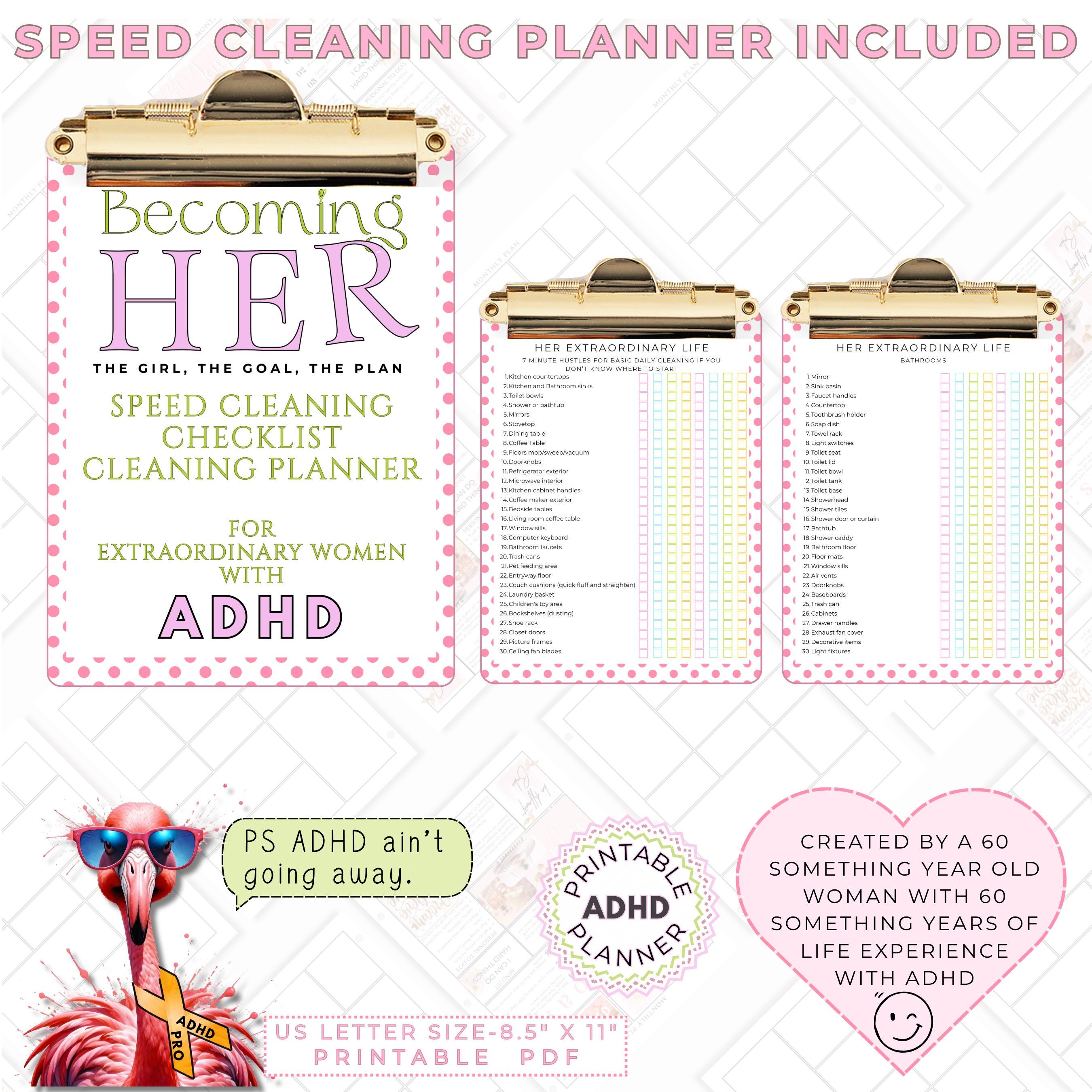 ADHD Cleaning Planner Printable Speed Cleaning Checklist Instant ...