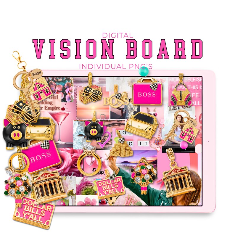 Stickers, Digital Vision Board AND Charms, PDF Download, Pictures ...
