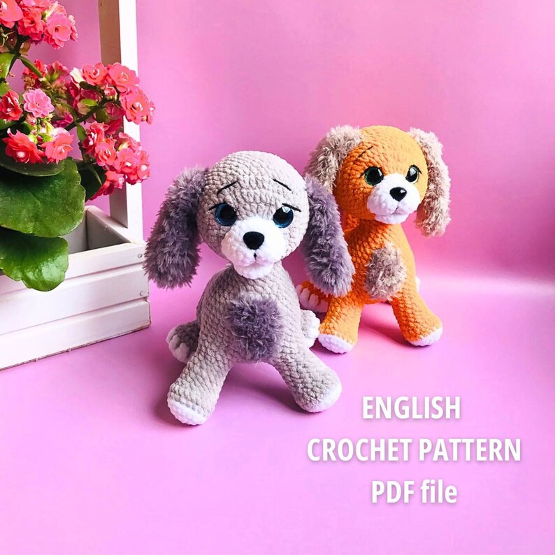 Crochet Pattern Dog Plush Amigurumi Pdf Pattern Cute Stuffed Animal ...