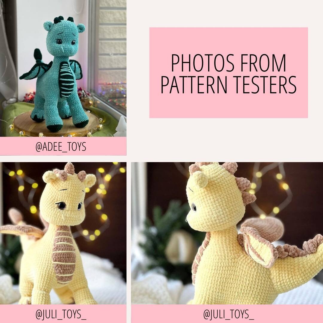 Crochet Pattern Cute Dragon Plush Toy Pdf Amigurumi Pattern Handmade ...