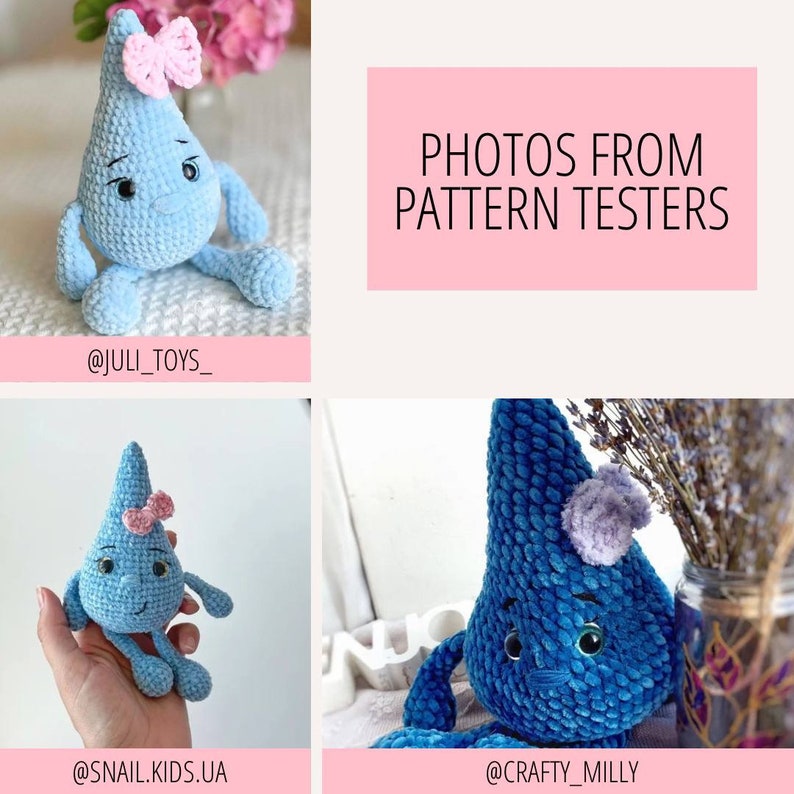 Crochet Pattern Water Drop Pdf Pattern Adorable Plush Toy Water Rain ...