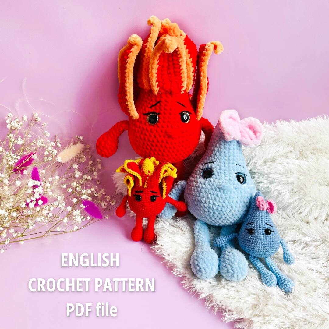 Combo Crochet Patterns Water Drop and Fire Flame Amigurumi Pdf Pattern ...