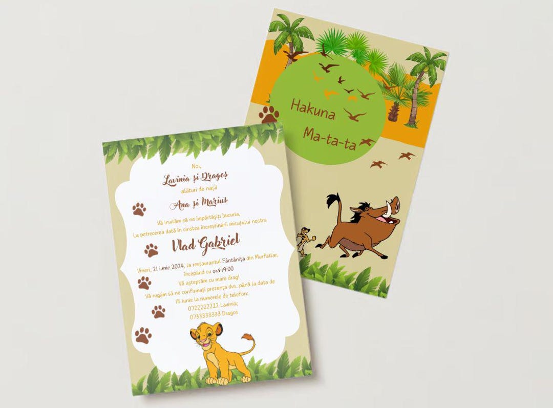 Lion King Simba Invitation Printable Editable Template Digital. Baptism ...