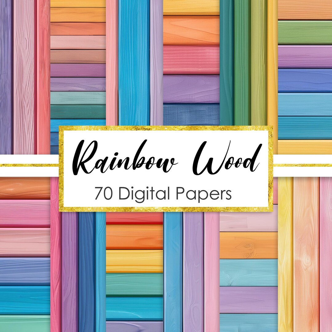 Rainbow Wood Digital Papers, Colorful Wood Background Texture - Etsy