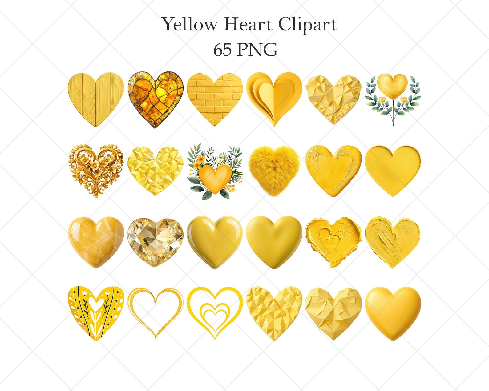 Yellow Heart Clipart, Heart PNG, Digital Download - Etsy