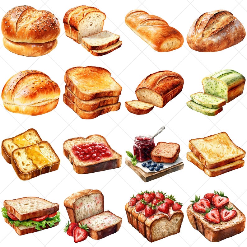 Bread PNG, Watercolor Bread Clipart, Digital Download - Etsy