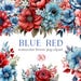 Blue Red Flower Clipart, Watercolor Red and Blue Flower PNG, Floral ...