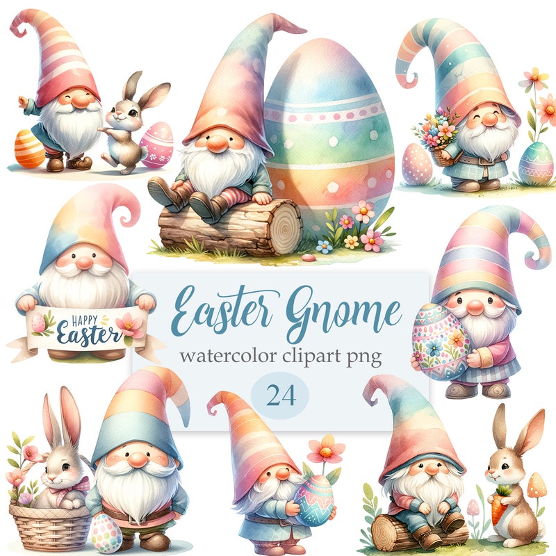 Easter Gnome Clipart - Etsy