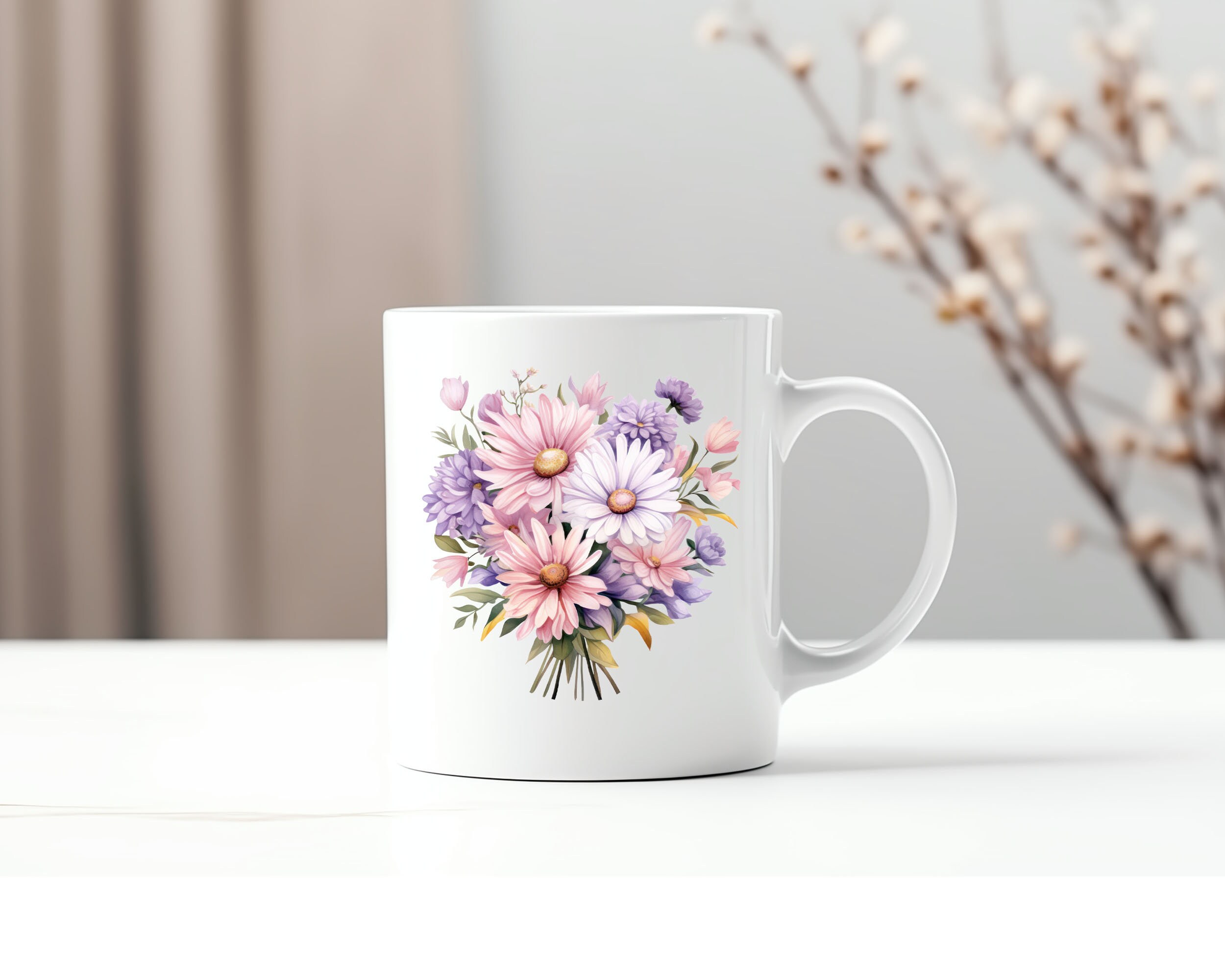 Pastel Daisy Watercolor Clipart, Daisy PNG Bundle, Daisy Bouquet Wreath ...