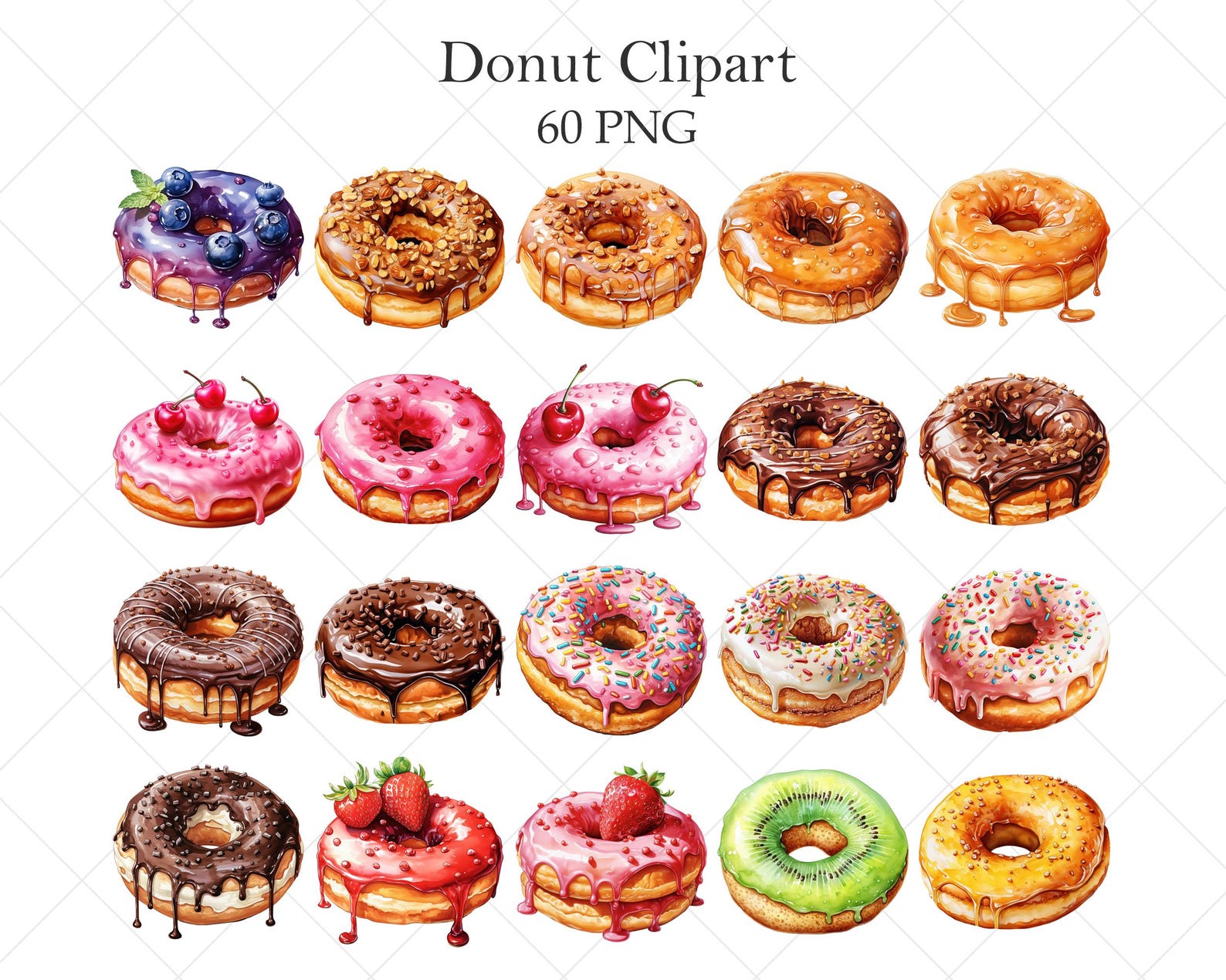 Donut Clipart, Dessert PNG, Sweet Treats, Digital Download - Etsy