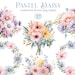 Pastel Daisy Watercolor Clipart, Daisy PNG Bundle, Daisy Bouquet Wreath ...
