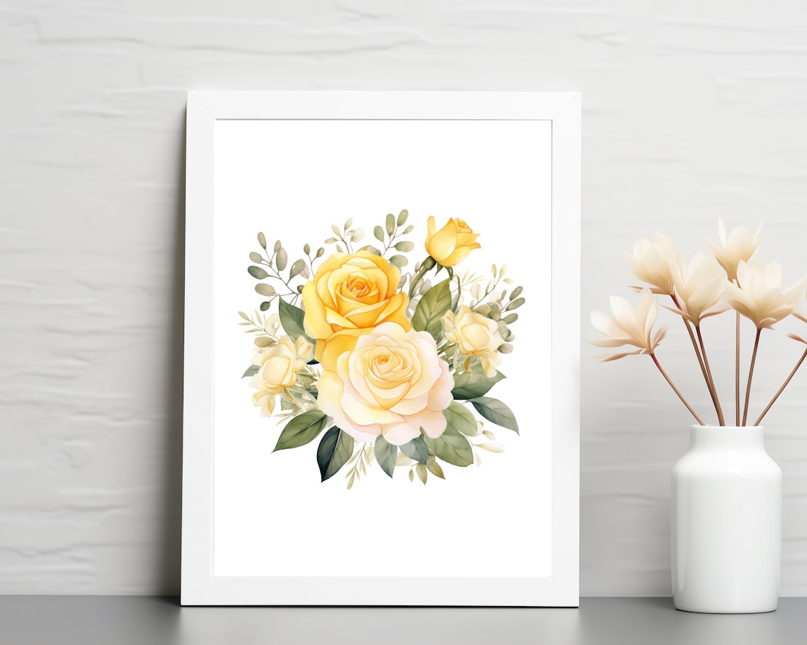 Yellow Rose PNG Clipart, Watercolor Yellow Rose Clipart Bundle, Yellow ...