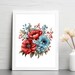 Blue Red Flower Clipart, Watercolor Red and Blue Flower PNG, Floral ...