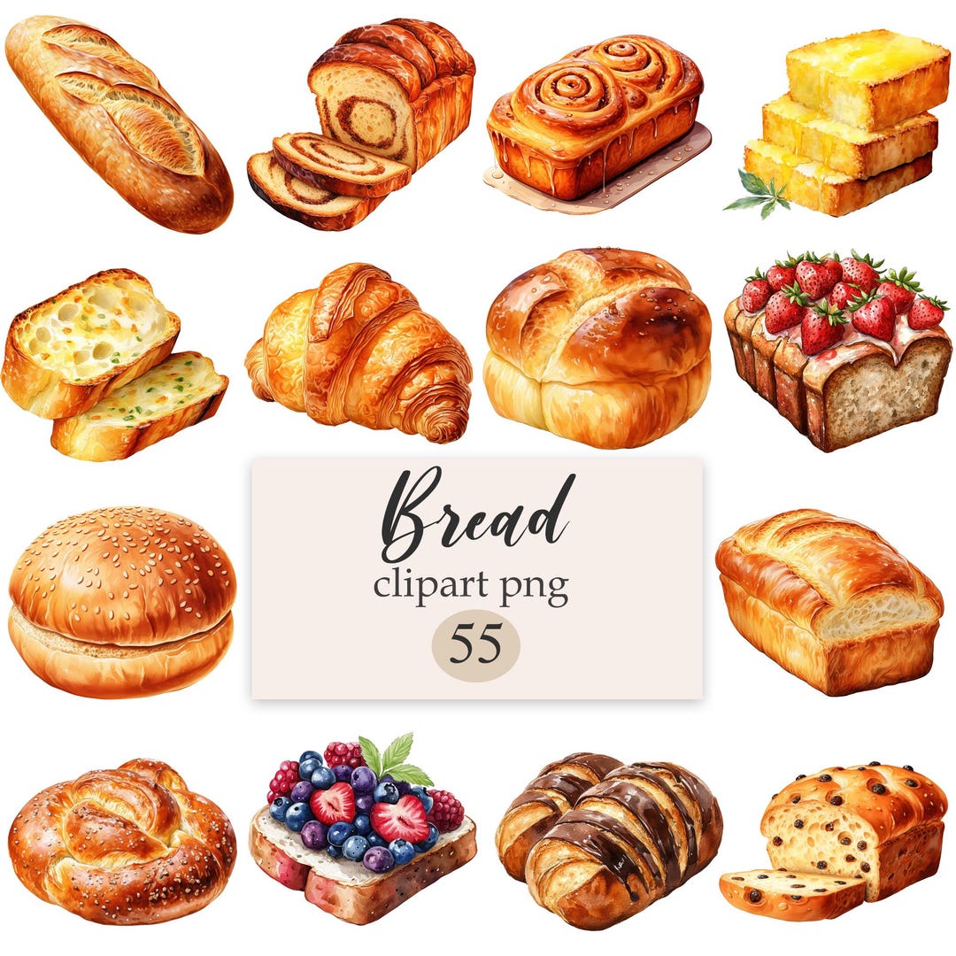 Bread PNG, Watercolor Bread Clipart, Digital Download - Etsy