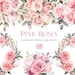 Pink Rose PNG, Watercolor Pink Rose Clipart Bundle, Wedding Bouquet ...
