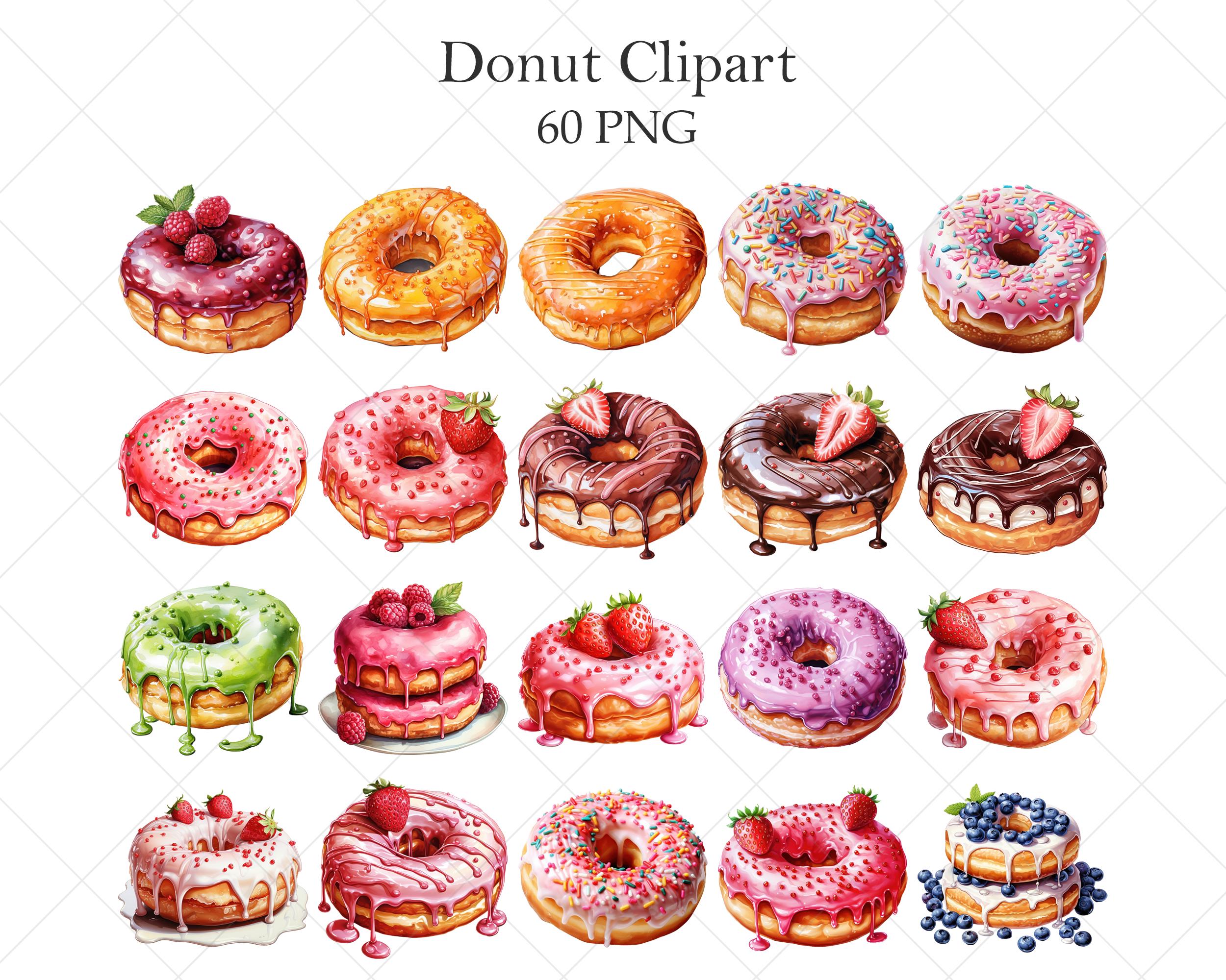 Donut Clipart, Dessert PNG, Sweet Treats, Digital Download - Etsy
