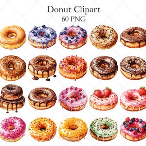 Donut Clipart, Dessert PNG, Sweet Treats, Digital Download - Etsy