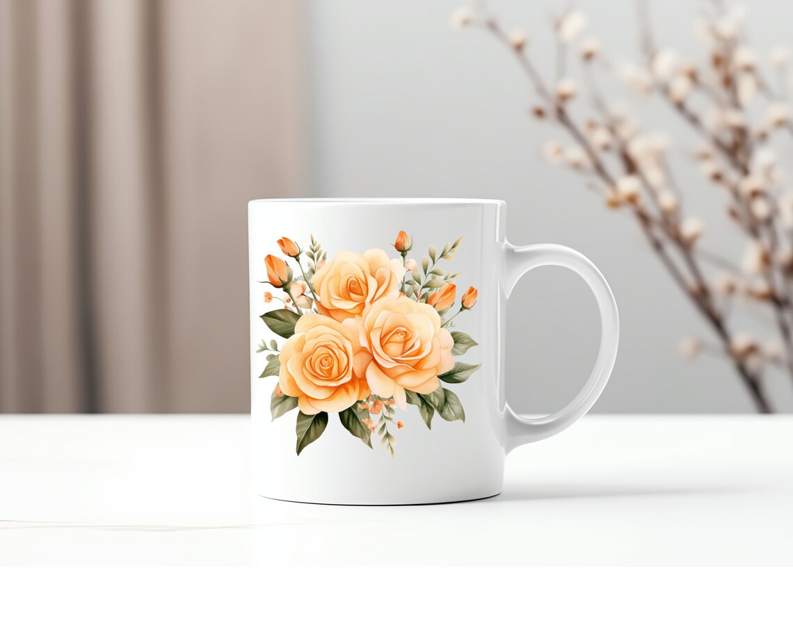 Orange Rose PNG Clipart, Watercolor Orange Rose Clipart Bundle, Rose ...