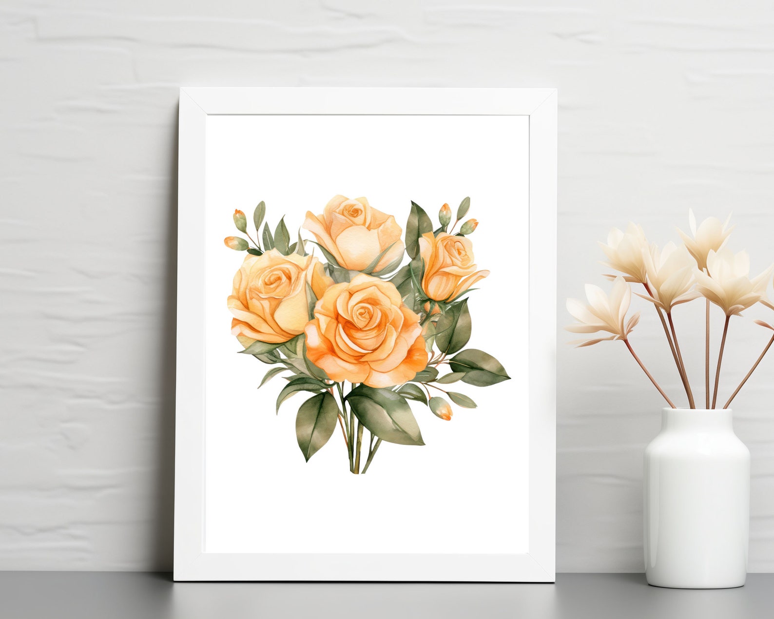 Orange Rose PNG Clipart, Watercolor Orange Rose Clipart Bundle, Rose ...