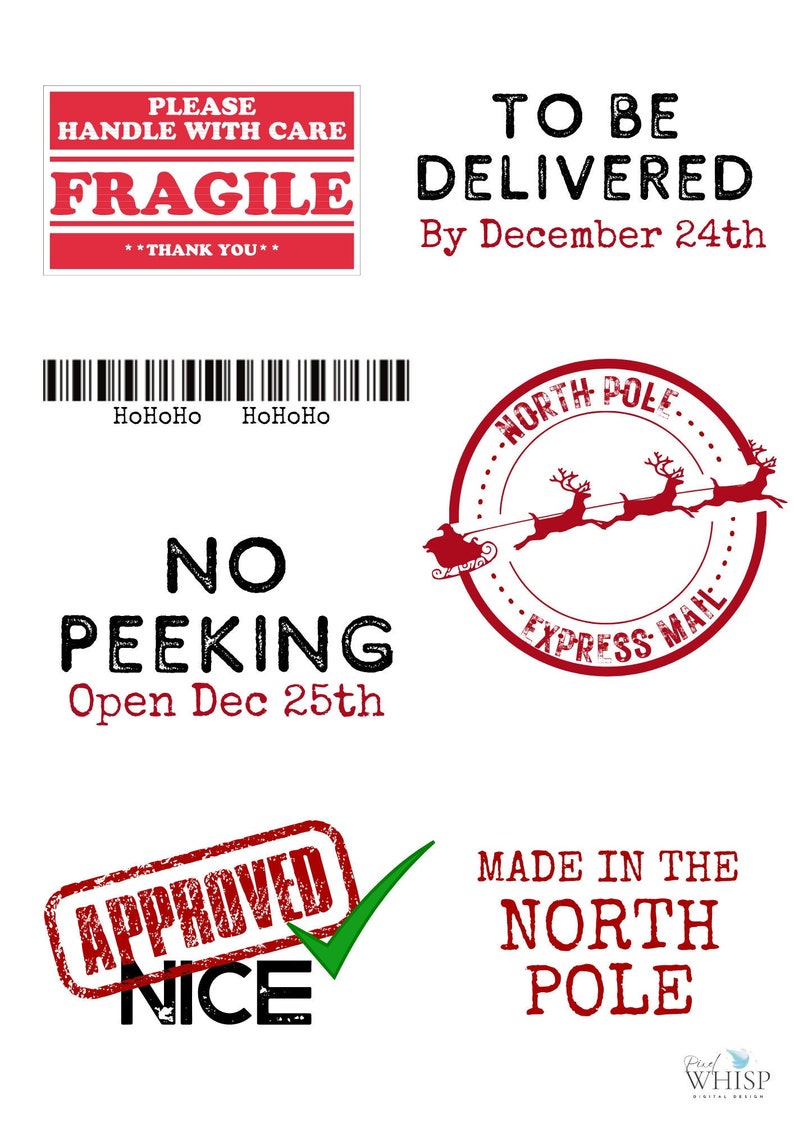 Funny Christmas Postage Tags Gift Stickers North Pole Express Postage ...