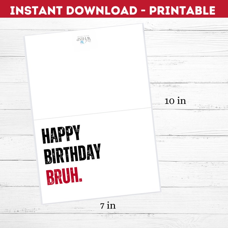 Funny Birthday Card, Happy Birthday Bruh, Printable, Card for Boys ...