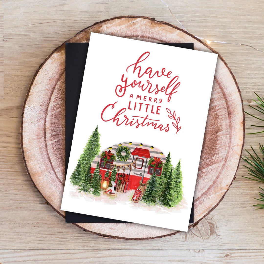 Printable Camper Themed Christmas Card, Digital Download, Merry Little ...