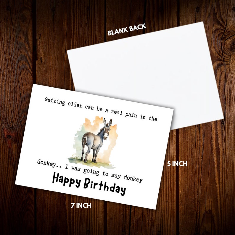 Funny Donkey Birthday Card, Printable, Playful, Digital, Downloadable ...
